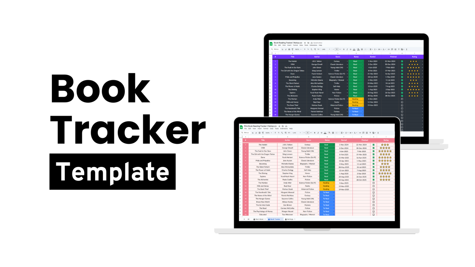 Book Tracker - Free Google Sheets Template | Notiqo.co